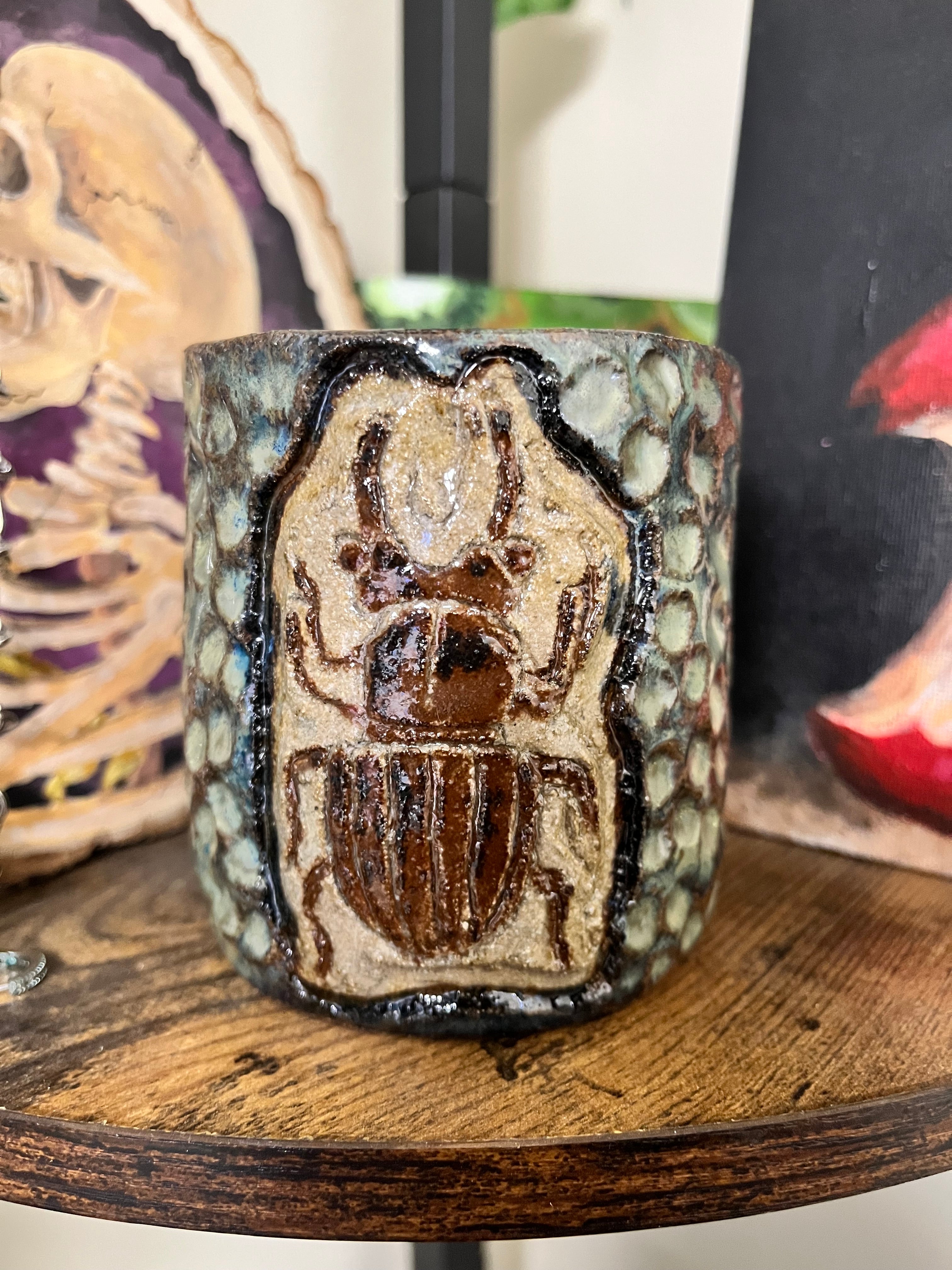 Handmade Ceramic Beetle Decor – Wheel Thrown Textured Pottery Sculptur ...
